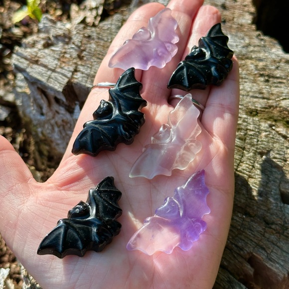 Accents | Fluorite Obsidian Bat Carving | Poshmark